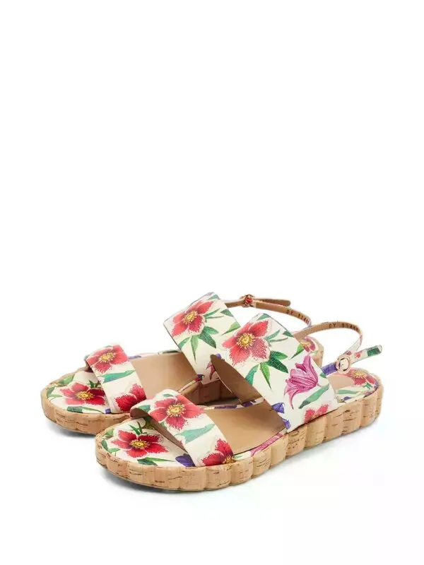 FERRAGAMO Floral Print Slingback Sandals