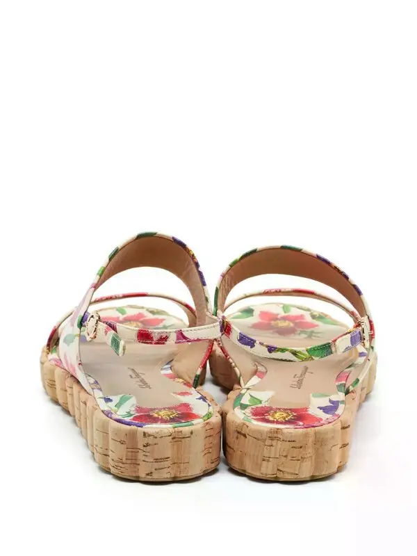 FERRAGAMO Floral Print Slingback Sandals