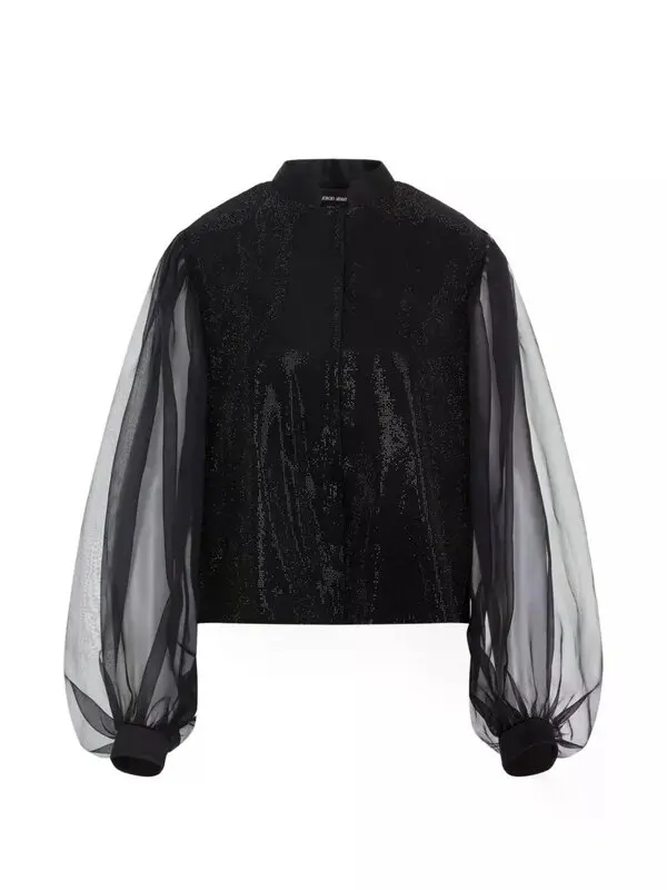 Giorgio Armani Rhinestone-embellished Blouse With Puff Sleeves