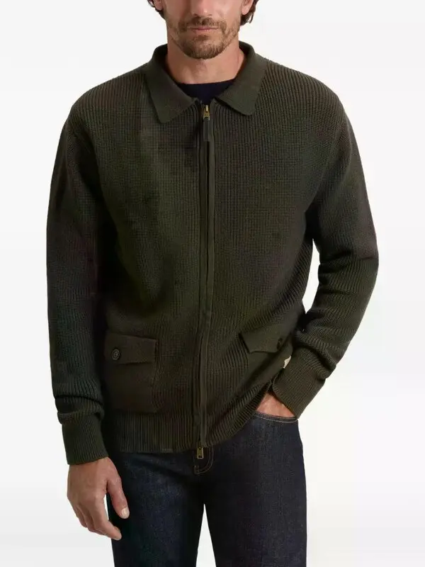 Woolrich Zip-up Ribbed Knit Cardigan - Green