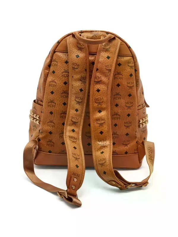 Mcm Stark Visetos Backpack With Gold-tone Stud Embellishment - Brown