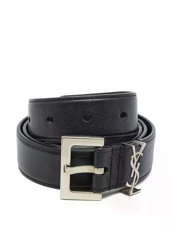 Saint Laurent 2022 Cassandre-plaque Belt - Black