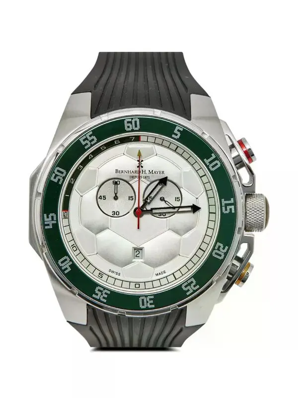 BERNHARD H MAYER Chronograph Watch With -tone Dial And Black Rubber Strap - Silver
