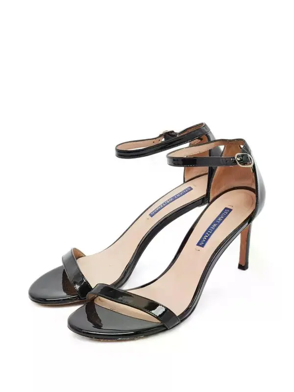 STUART WEITZMAN Patent Leather Ankle Strap Stiletto Sandals