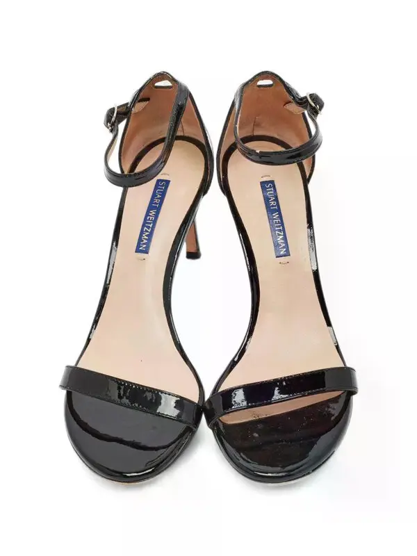 STUART WEITZMAN Patent Leather Ankle Strap Stiletto Sandals