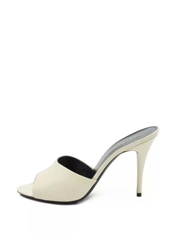 Saint Laurent La 16" Cream Leather Open Toe Stiletto Sandals - Neutrals