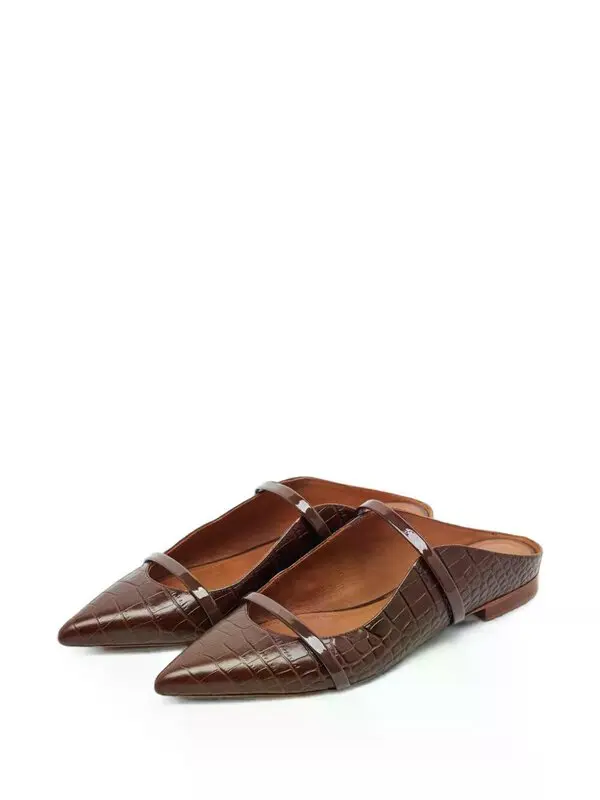 MALONE SOULIERS Maureen Crocodile-effect Mules - Brown