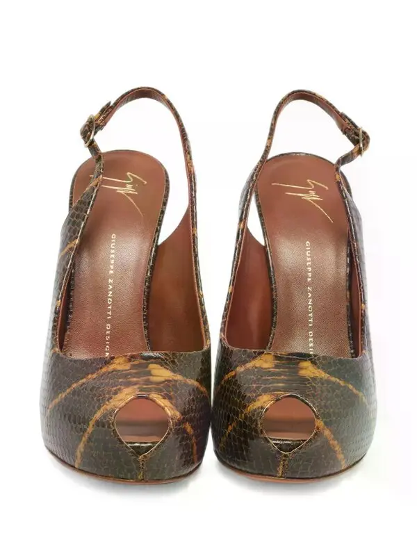 GIUSEPPE ZANOTTI Python-embossed Slingback Pumps