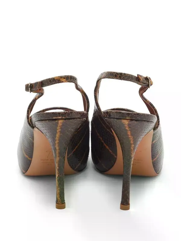GIUSEPPE ZANOTTI Python-embossed Slingback Pumps - Brown