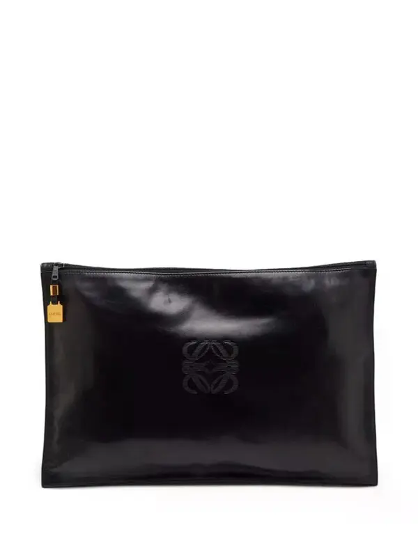 Loewe Anagram Embossed Clutch Bag - Black