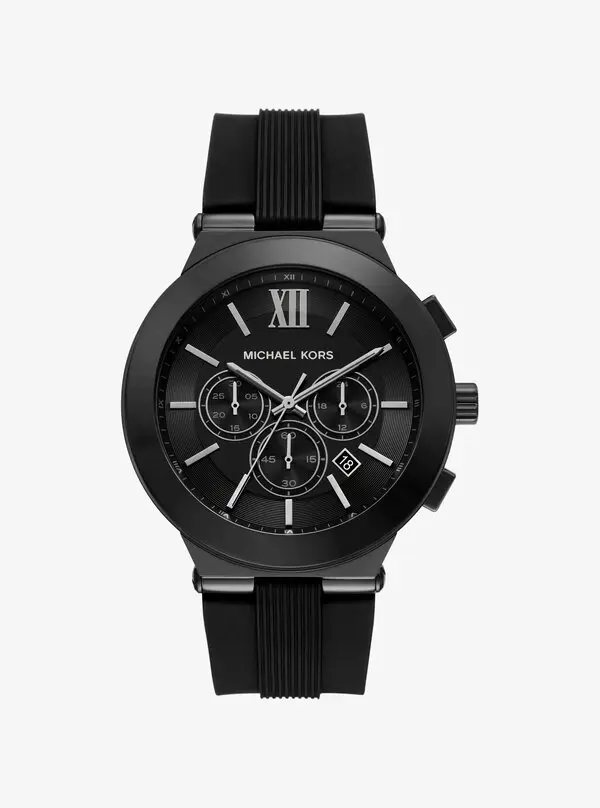 Michael Kors Oversized Billie Stainless Steel And Silicone Chronograph Watch - Black