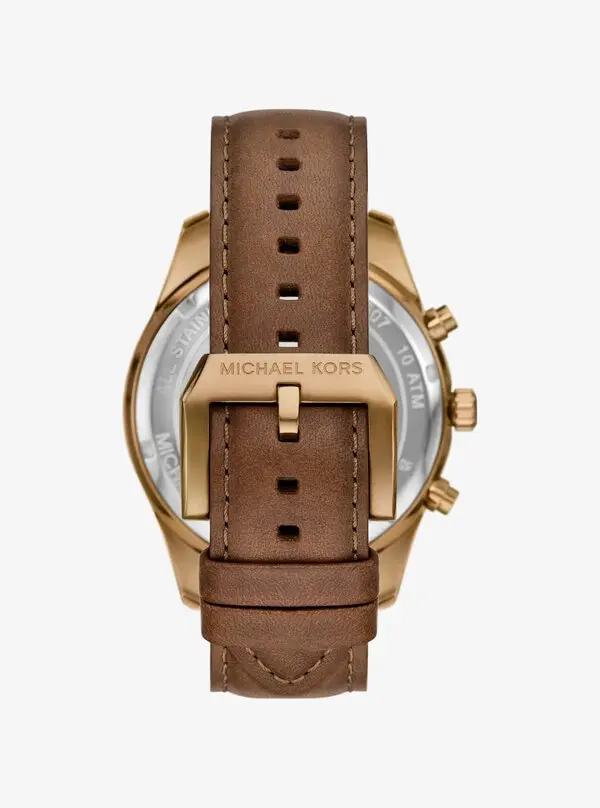 Michael Kors Lexington Gold-tone Stainless Steel And Leather Chronograph Watch - Brown