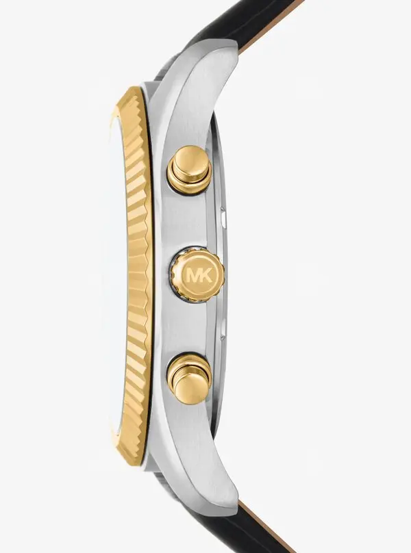 Michael Kors Lexington Two-tone And Leather Chronograph Watch