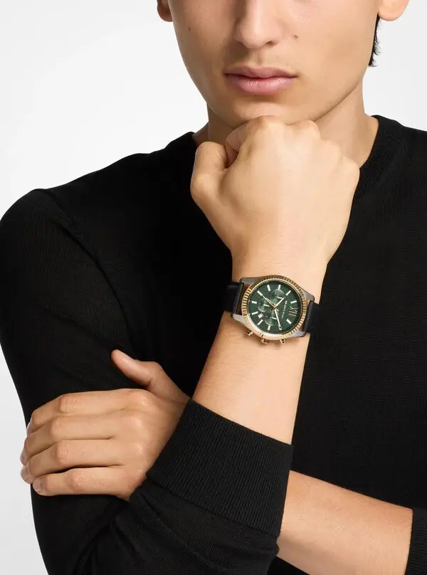 Michael Kors Lexington Two-tone And Leather Chronograph Watch