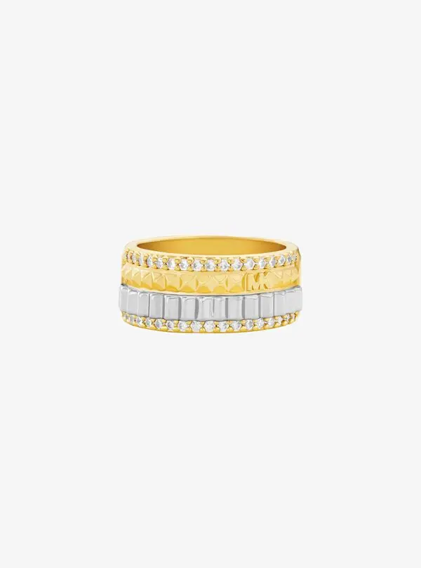 Michael Kors Pavé Two-tone Fluted Ring In Size By - Silver