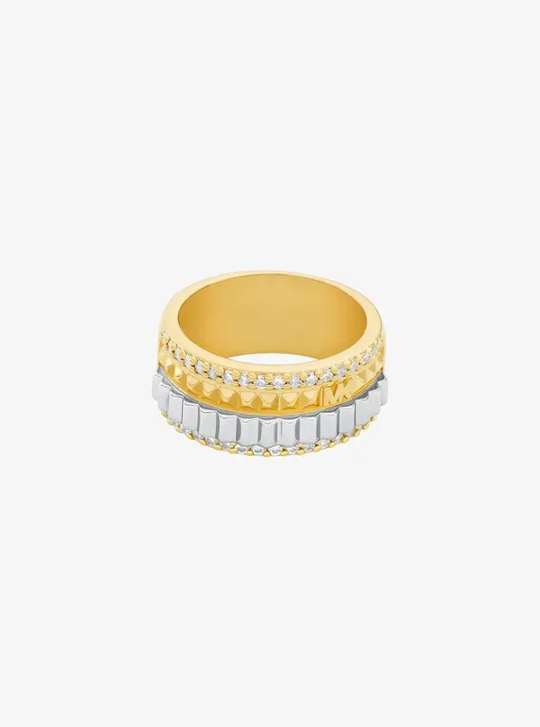 Michael Kors Pavé Two-tone Fluted Ring In Size By
