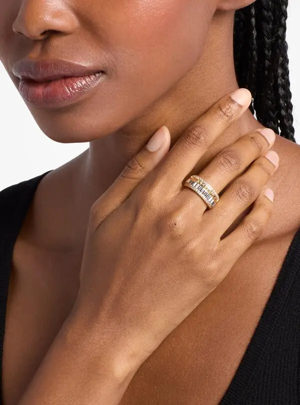 Michael Kors Pavé Two-tone Fluted Ring In Size By