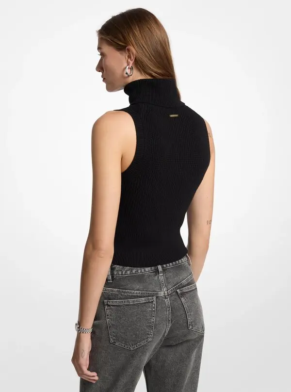 Michael Kors Sleeveless Ribbed Turtleneck Top