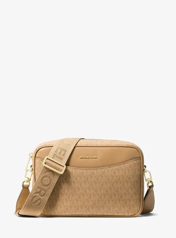 Michael Kors Bev Large Signature Logo Crossbody Bag - Natural