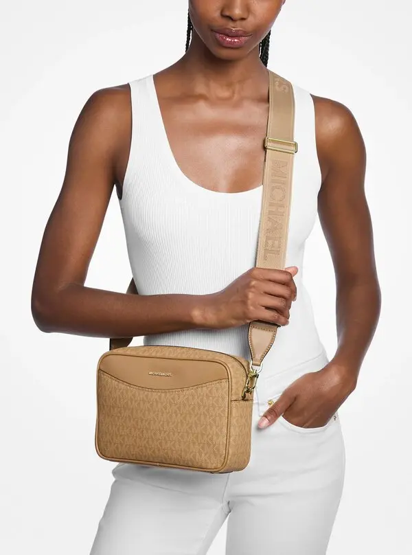 Michael Kors Bev Large Signature Logo Crossbody Bag - Natural