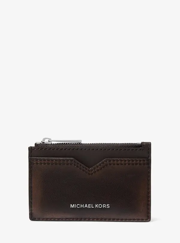Michael Kors Hudson Burnished Leather Card Case In By