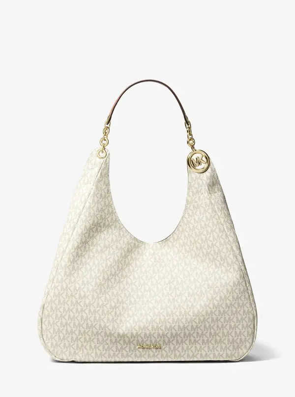 Michael Kors Ellie Large Signature Logo Shoulder Bag - Natural