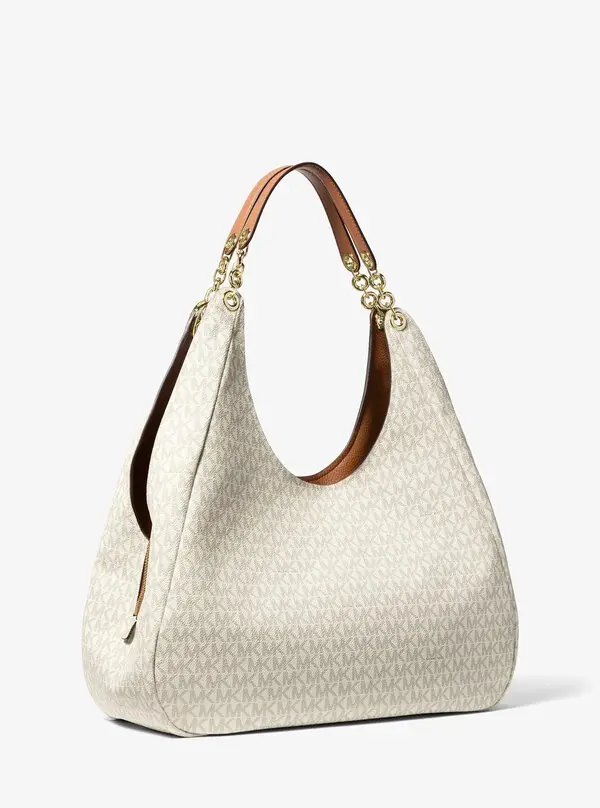 Michael Kors Ellie Large Signature Logo Shoulder Bag - Natural