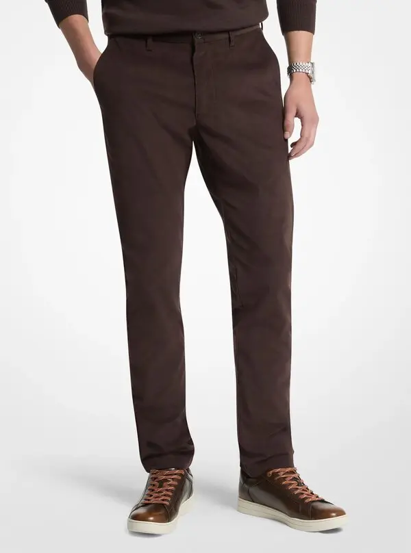 Michael Kors Slim-fit Cotton Blend Corduroy Pants In Size By - Brown