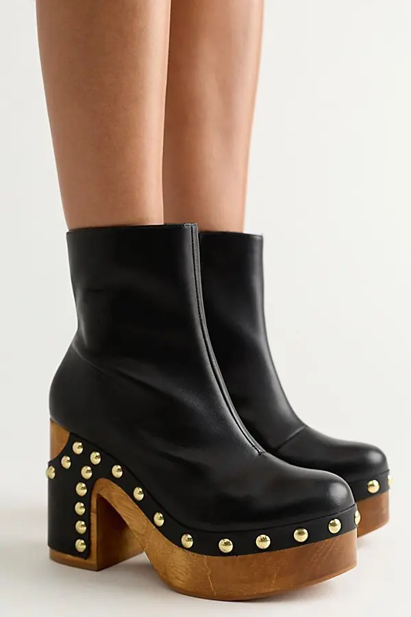 Free People Grayson Clog Boots - Black Leather