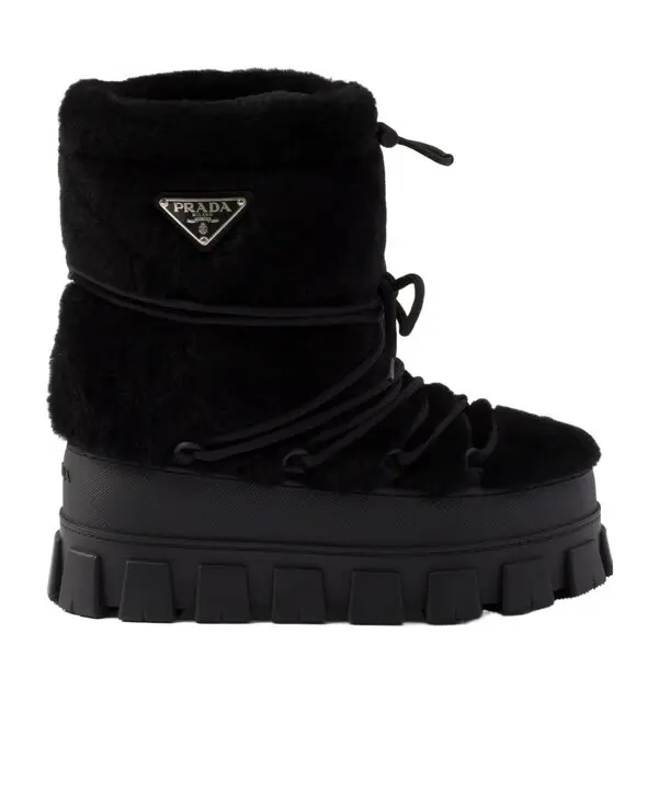 Prada Logo Plaque Chunky Ankle Boots