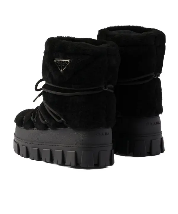 Prada Logo Plaque Chunky Ankle Boots