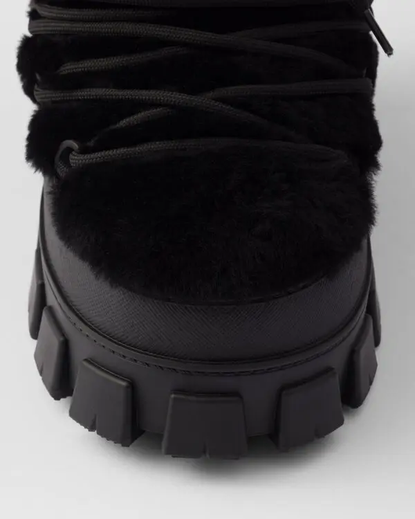Prada Logo Plaque Chunky Ankle Boots