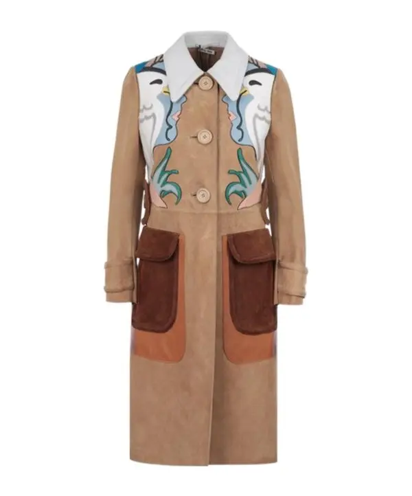 Miu Miu Suede Belted Single-breasted Coat