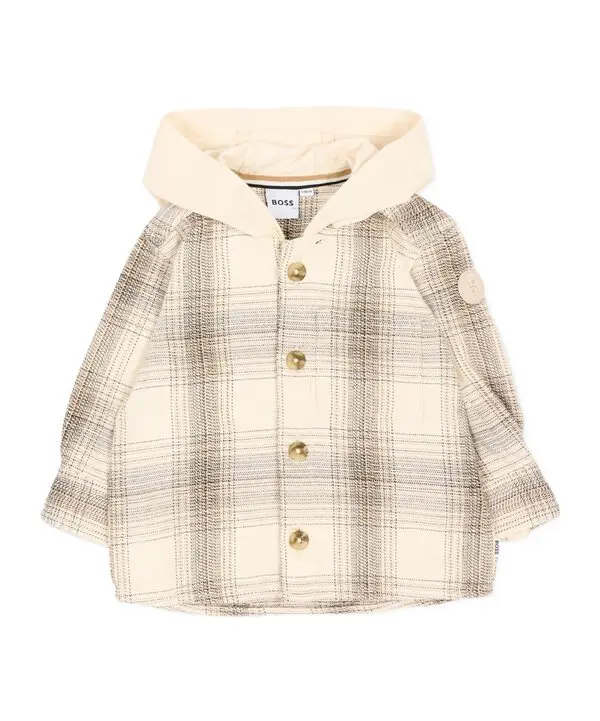 Hugo Boss Checked Hooded Long Sleeve Shirt