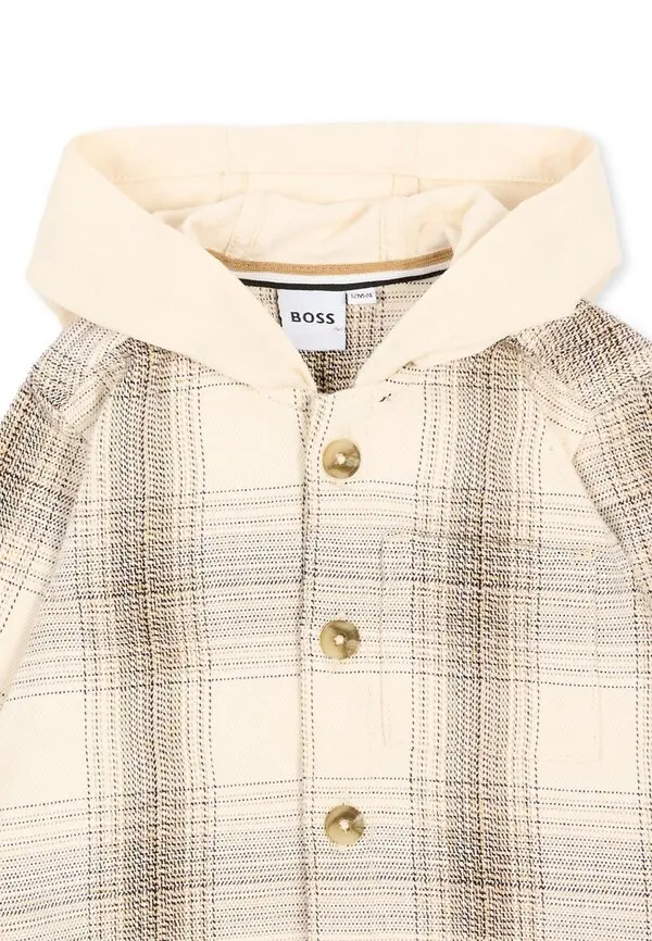 Hugo Boss Checked Hooded Long Sleeve Shirt