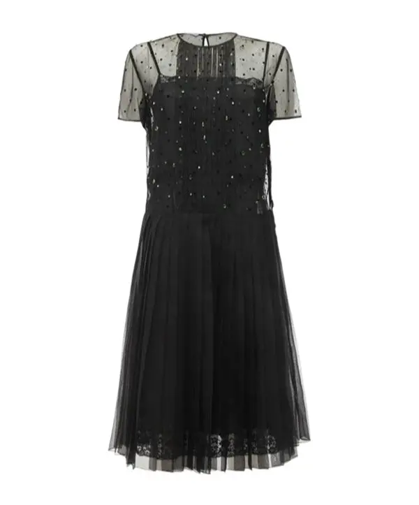 Prada Crystal-embellished Pleated Dress