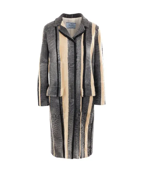 Prada Striped Fur Coat