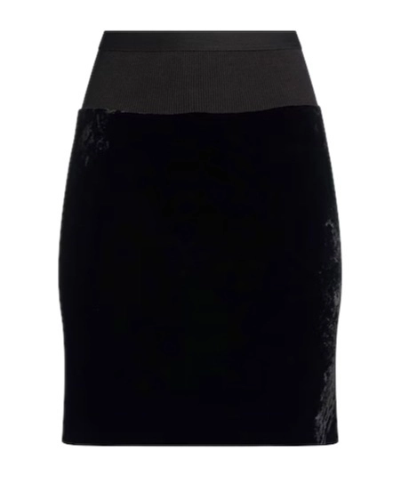 Rick Owens Velvet Pencil Midi Skirt - Black