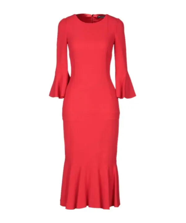 Dolce & Gabbana Slim Fit Midi Dress With Three-quarter Sleeves