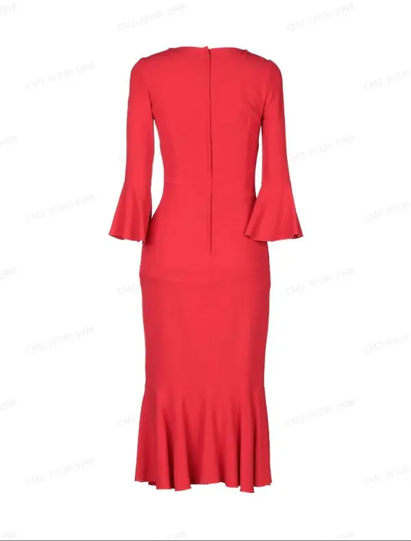 Dolce & Gabbana Slim Fit Midi Dress With Three-quarter Sleeves