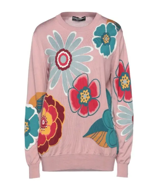 Dolce & Gabbana Floral Print Knit Long Sleeve Top
