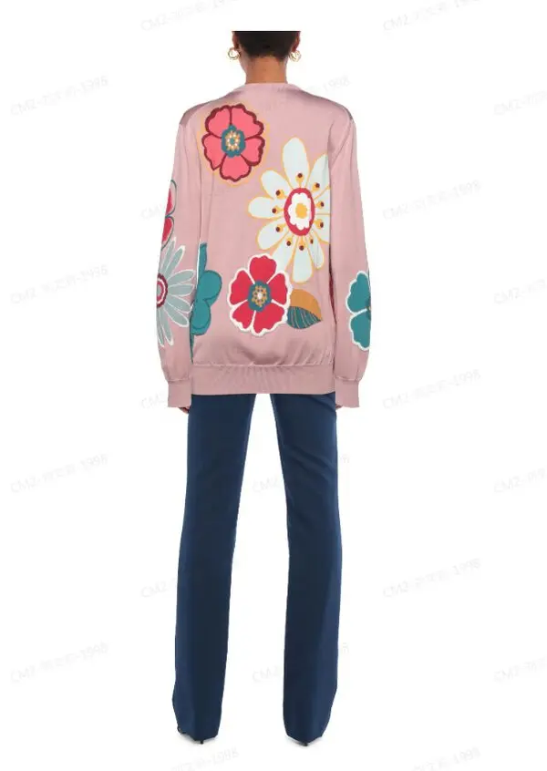 Dolce & Gabbana Floral Print Knit Long Sleeve Top