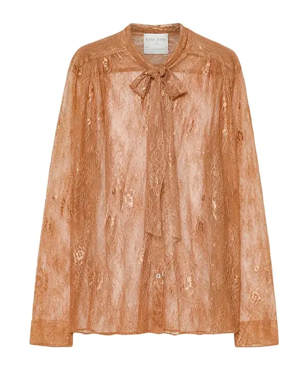 FORTE_FORTE Lace Bow-tie Blouse