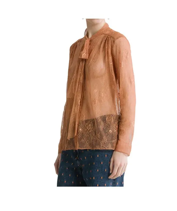 FORTE_FORTE Lace Bow-tie Blouse