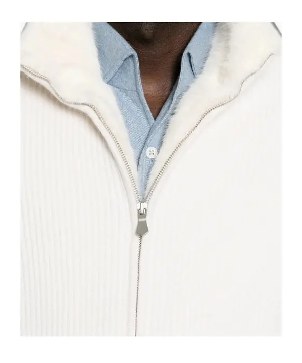 BARBA NAPOLI Ribbed-knit Faux-fur-trim Jacket