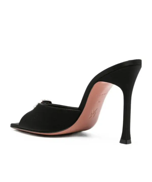 Amina Muaddi Round Toe High Heeled Sandals - Black