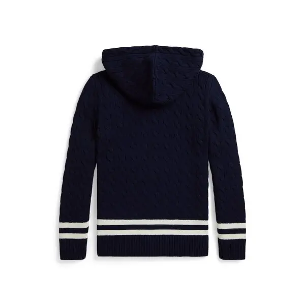 Polo Ralph Lauren Cableknit V-neck Hooded Sweater