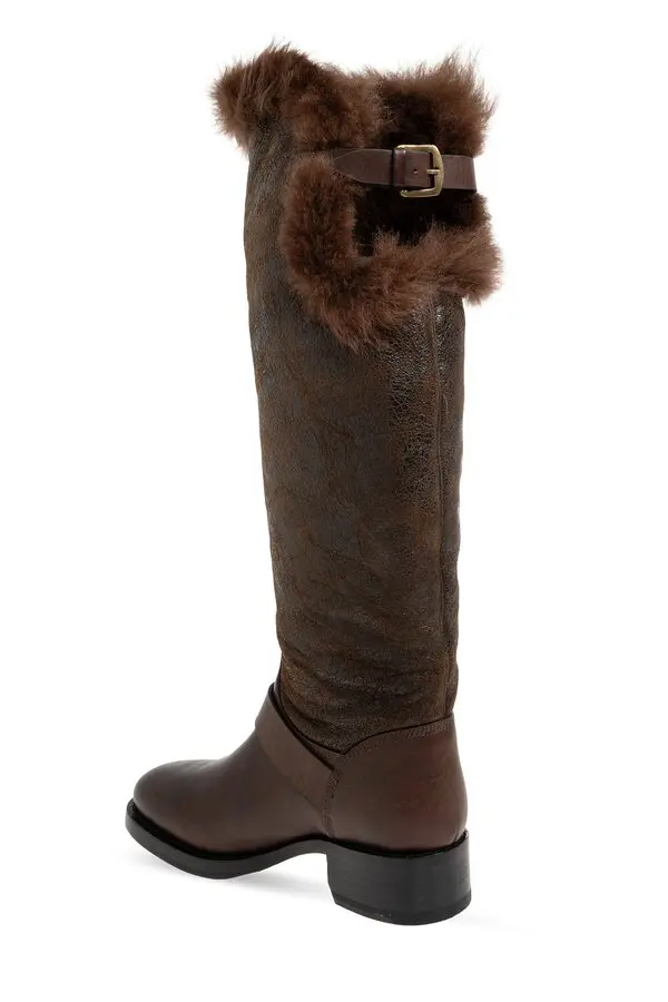 Dsquared2 Round Toe Knee-high Buckled Boots