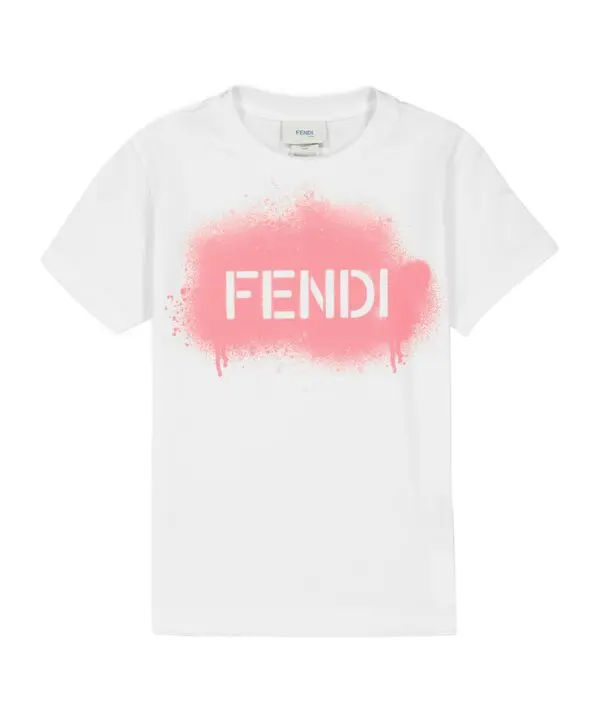 Fendi Crewneck Short Sleeve T-shirt With Spray Paint Heart Print