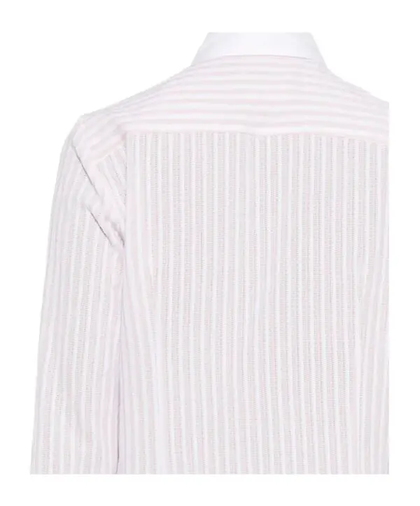 FORTE_FORTE Striped Shirt With Contrast Collar - Pink